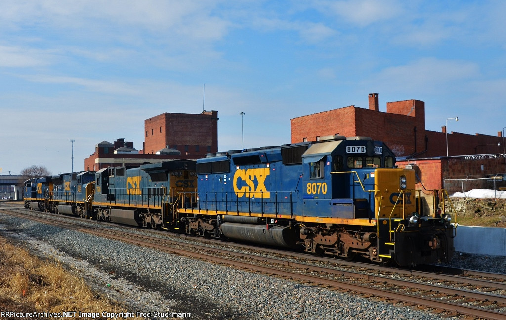 CSX 8070 took a hit to the short hood.